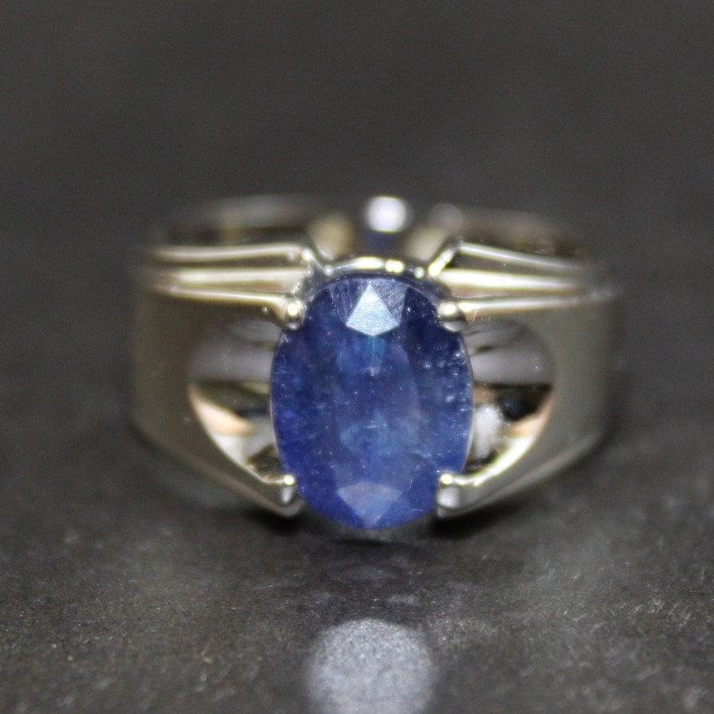 Natural Unheated Blue Sapphire Neelam Stone Elegant Style Ring for Men ...
