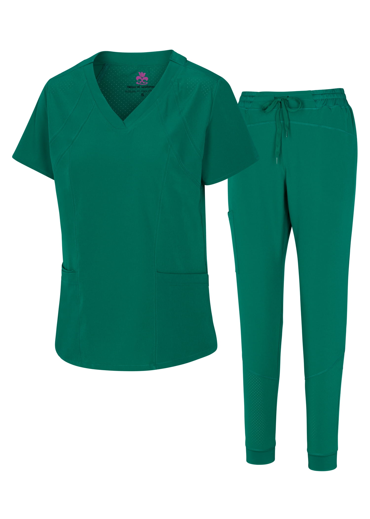 Natural Uniforms Women's Jogger Scrub Set 8 Pocket Cool Stretch Uniform ...