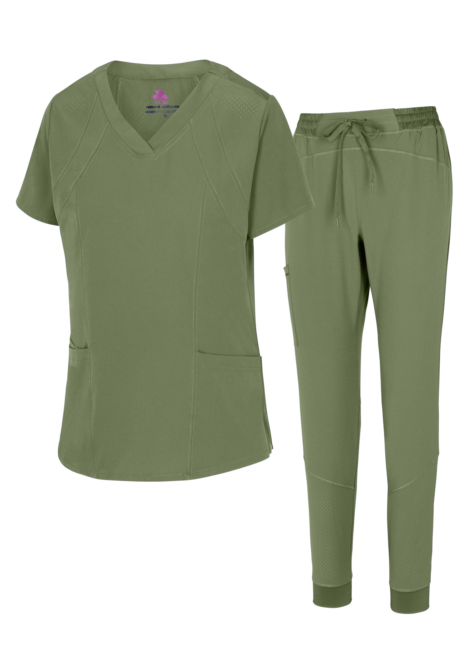 Natural Uniforms Women's Jogger Scrub Set 8 Pocket Cool Stretch Uniform ...