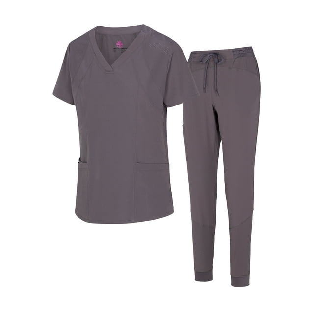 Natural Uniforms Women's Jogger Scrub Set 8 Pocket Cool Stretch Uniform ...