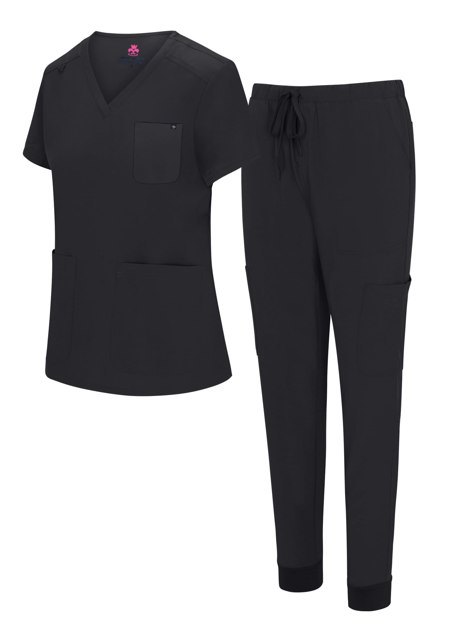 Natural Uniforms Womens 10 Pocket Cool Stretch Jogger Scrub Set with ...