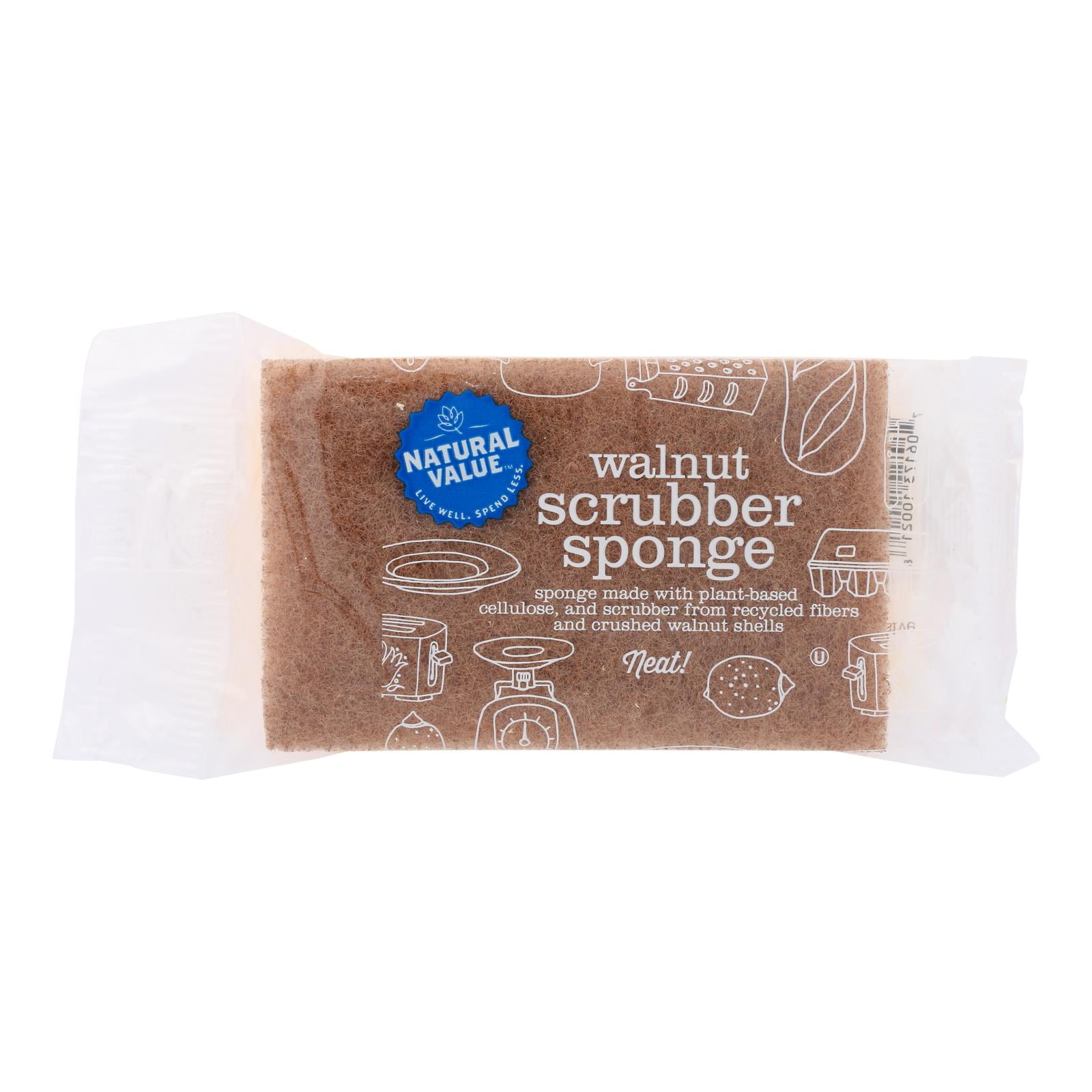 Natural Value Walnut Scrubber Sponge-24 x 1 ct - Walmart.com