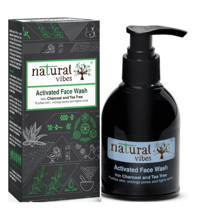Natural Vibes Activated Charcoal & Tea Tree Face Wash 150 ml - Purifies ...