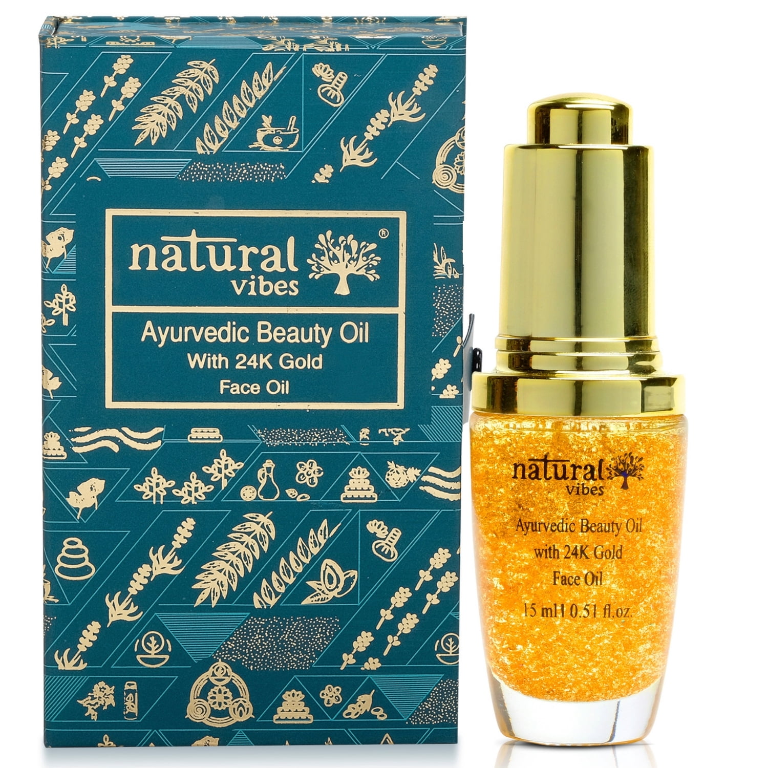 Natural Vibes Gold Beauty Oil - Elixir For Face Lips Neck and Peaceful ...