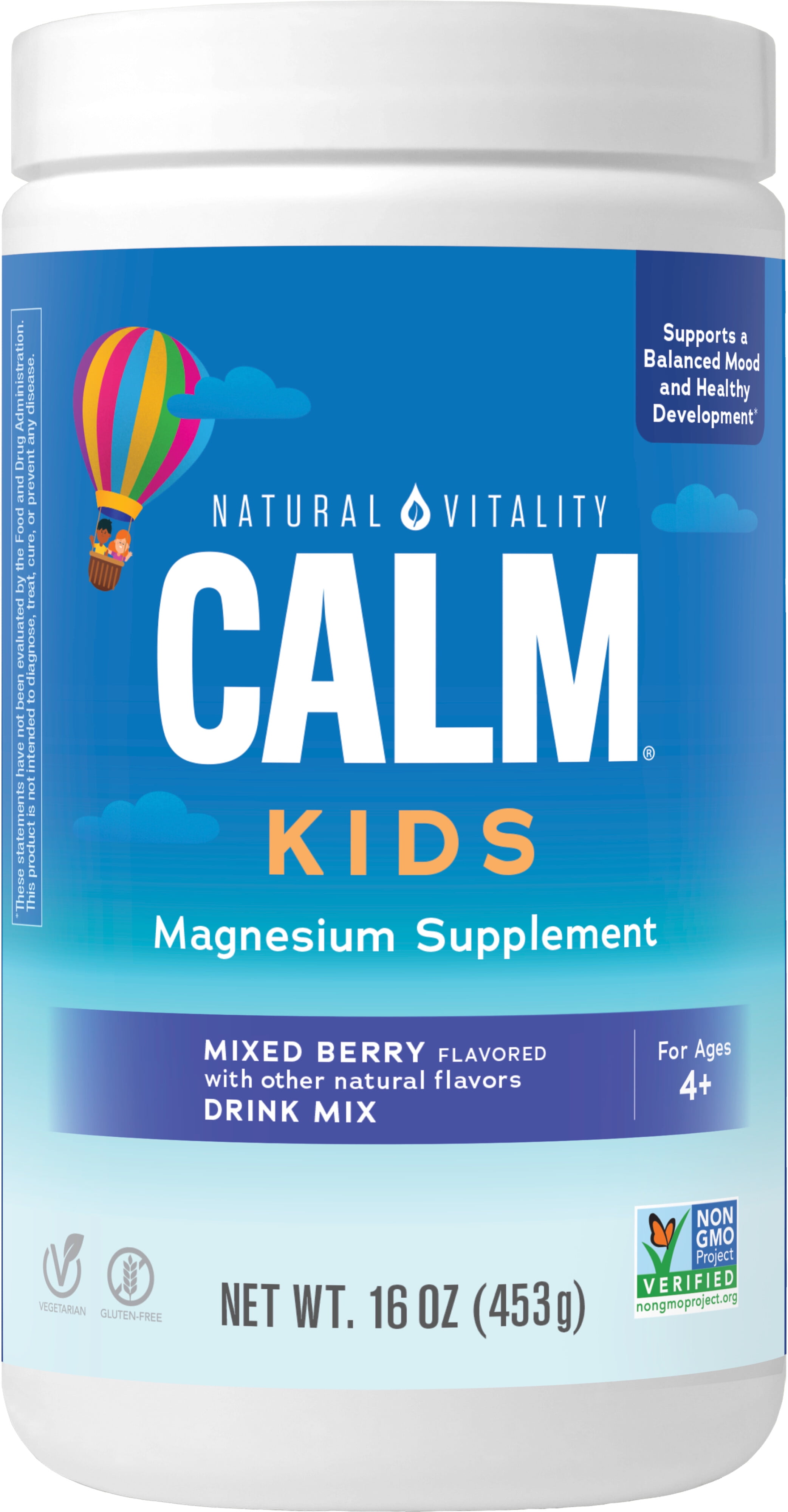 Natural Vitality Calm Kids Magnesium Supplement Powder, Mixed Berry, 16 ...