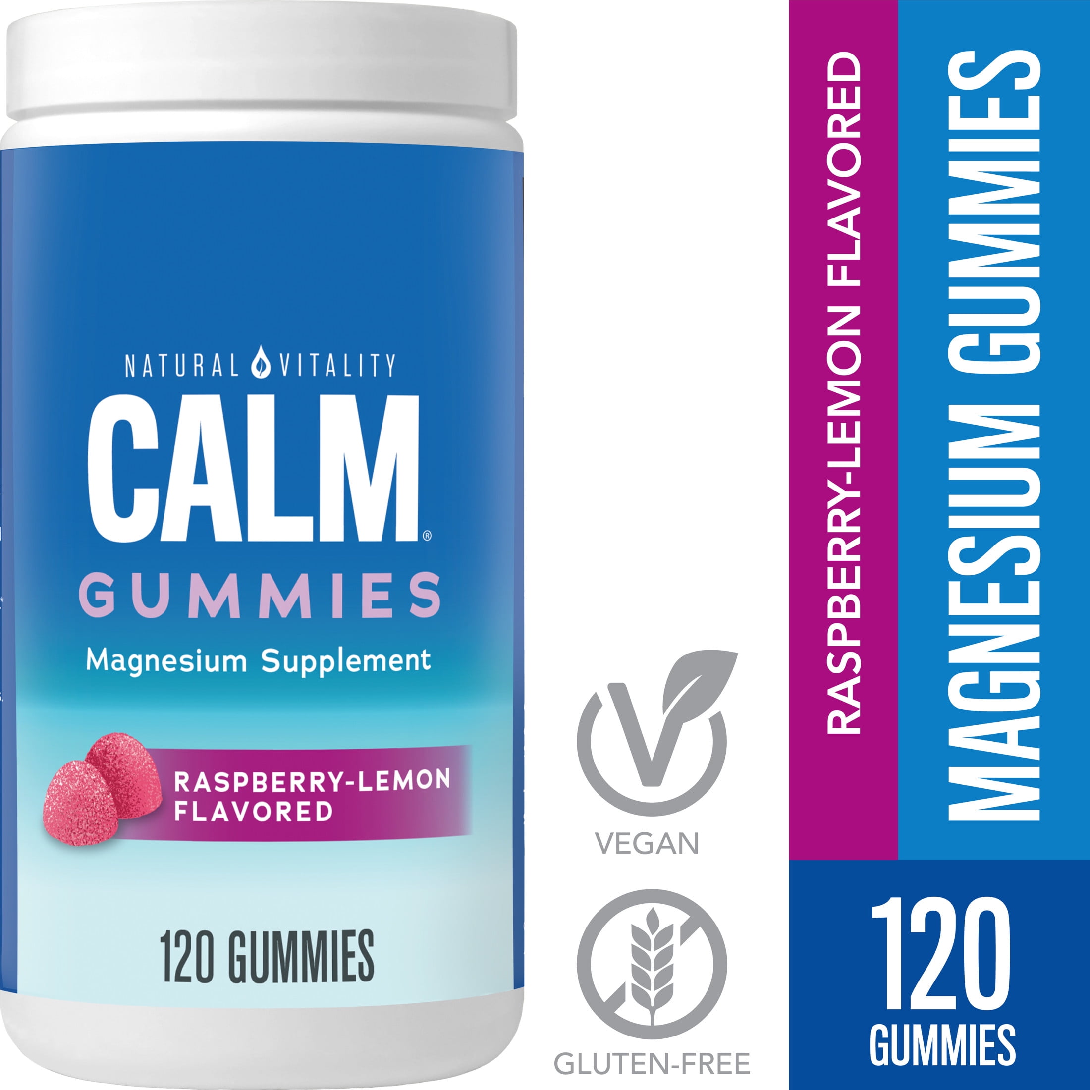 Natural Vitality Calm, Magnesium Citrate Gummies, Raspberry-Lemon, 120 ...
