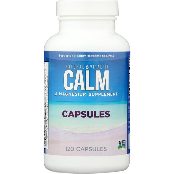 Natural Vitality Calm Magnesium Supplement Capsules, 325 mg, Vegan, 120 ...