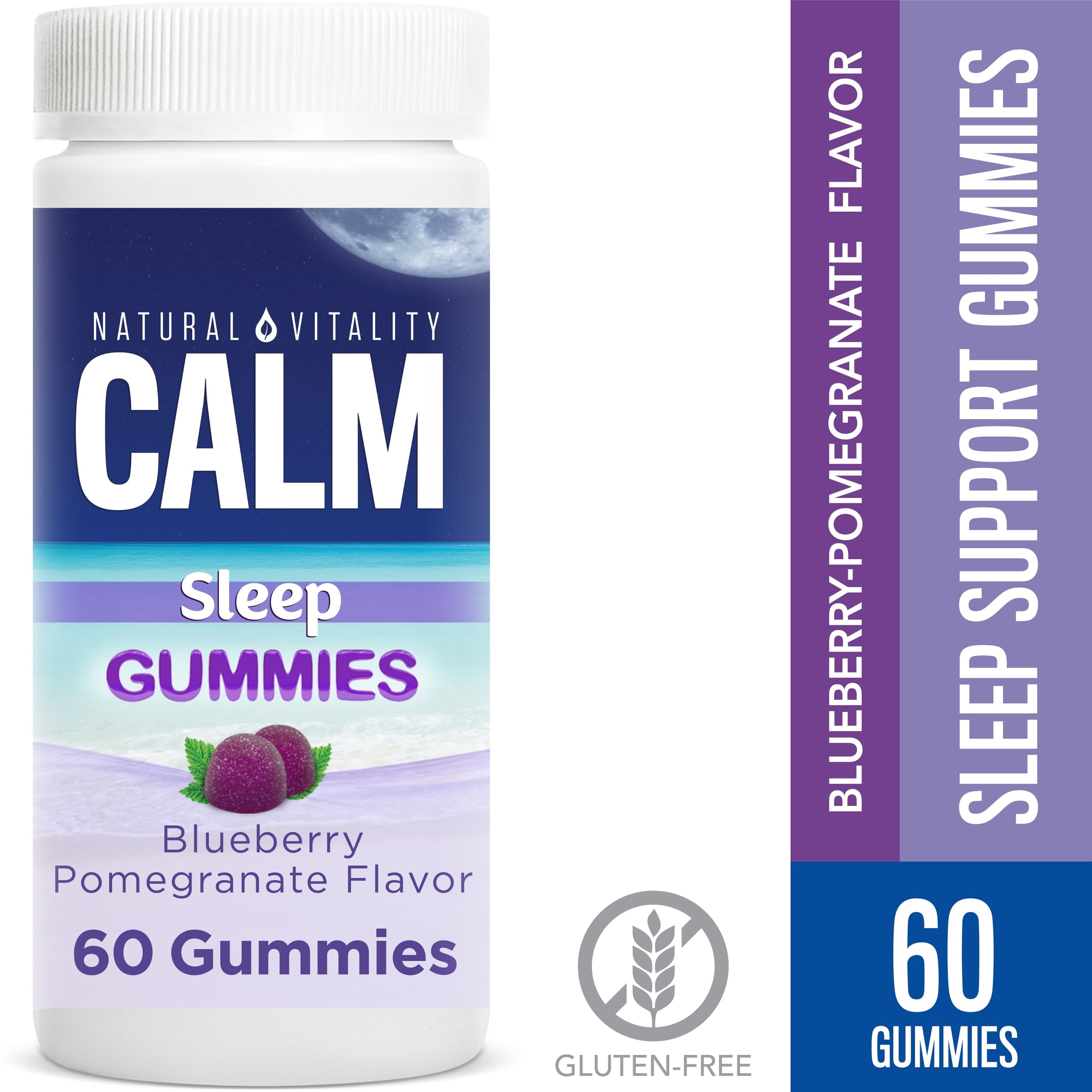 Natural Vitality Calm, Melatonin Sleep Aid Gummies, Blueberry ...