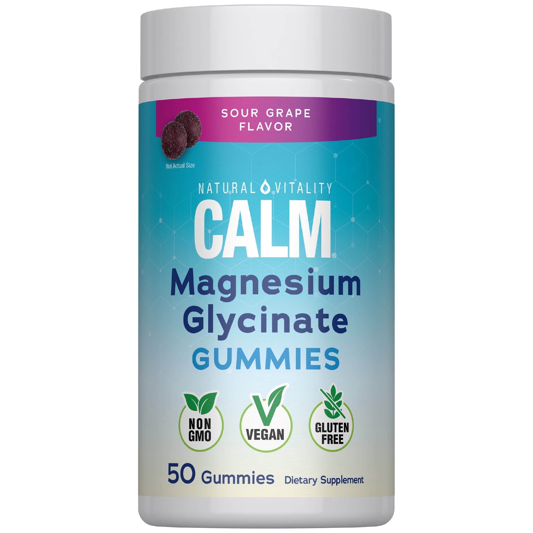 Calm Magnesium Glycinate | 50 Gummies | Sour Grape Flavor Supplement ...