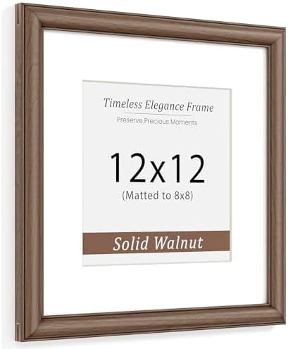 Natural Walnut 12x12 Picture Frames Mat to 8x8 Picture Display,Original ...