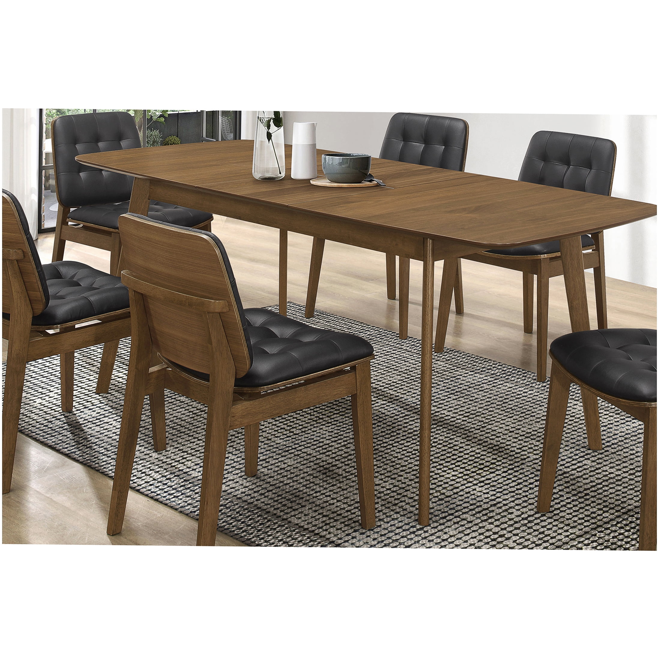 Natural Walnut Extension Dining Table with Mid-Century Modern Design ...