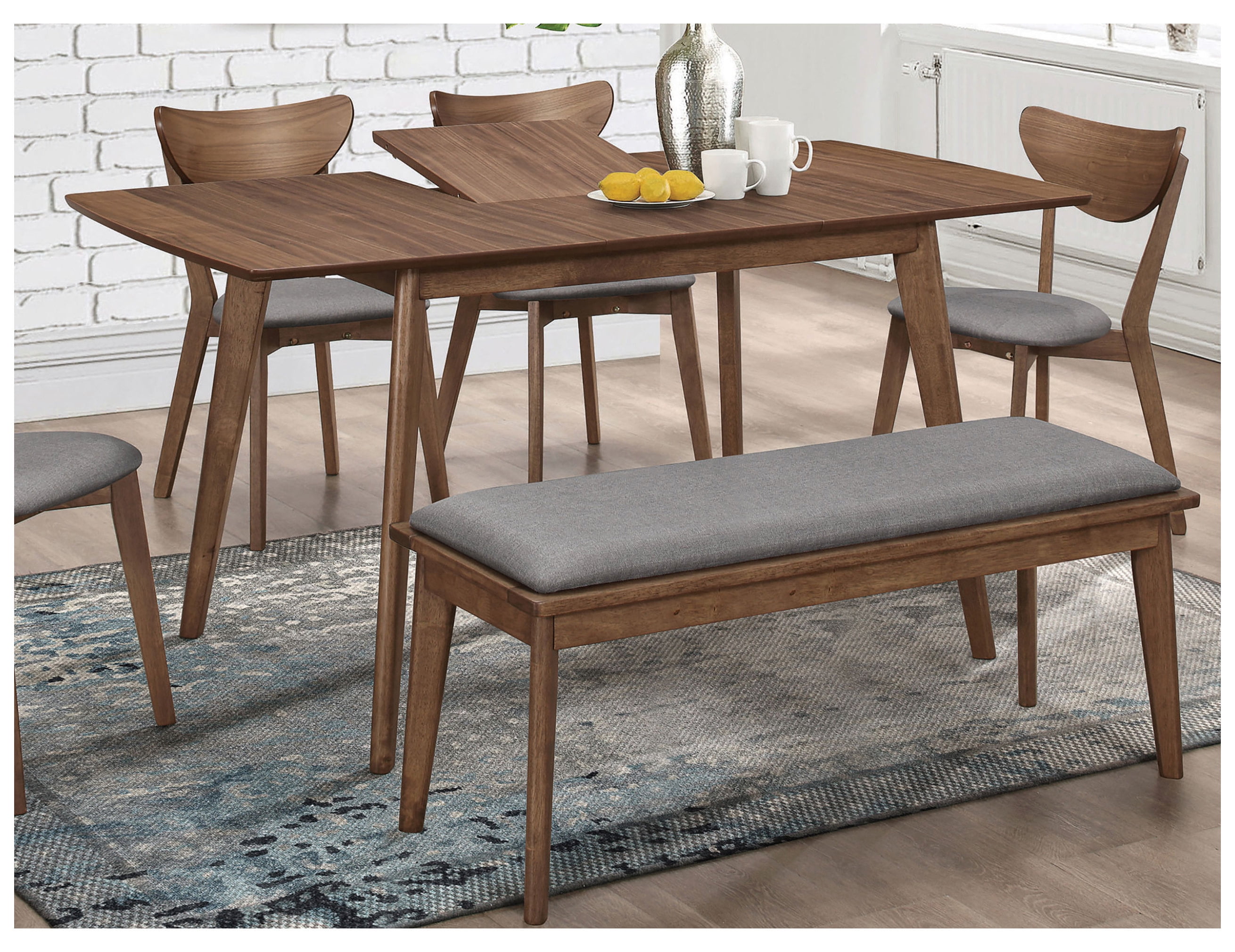 Natural Walnut Rectangular Dining Table Walnut + Brown + Dining Room ...