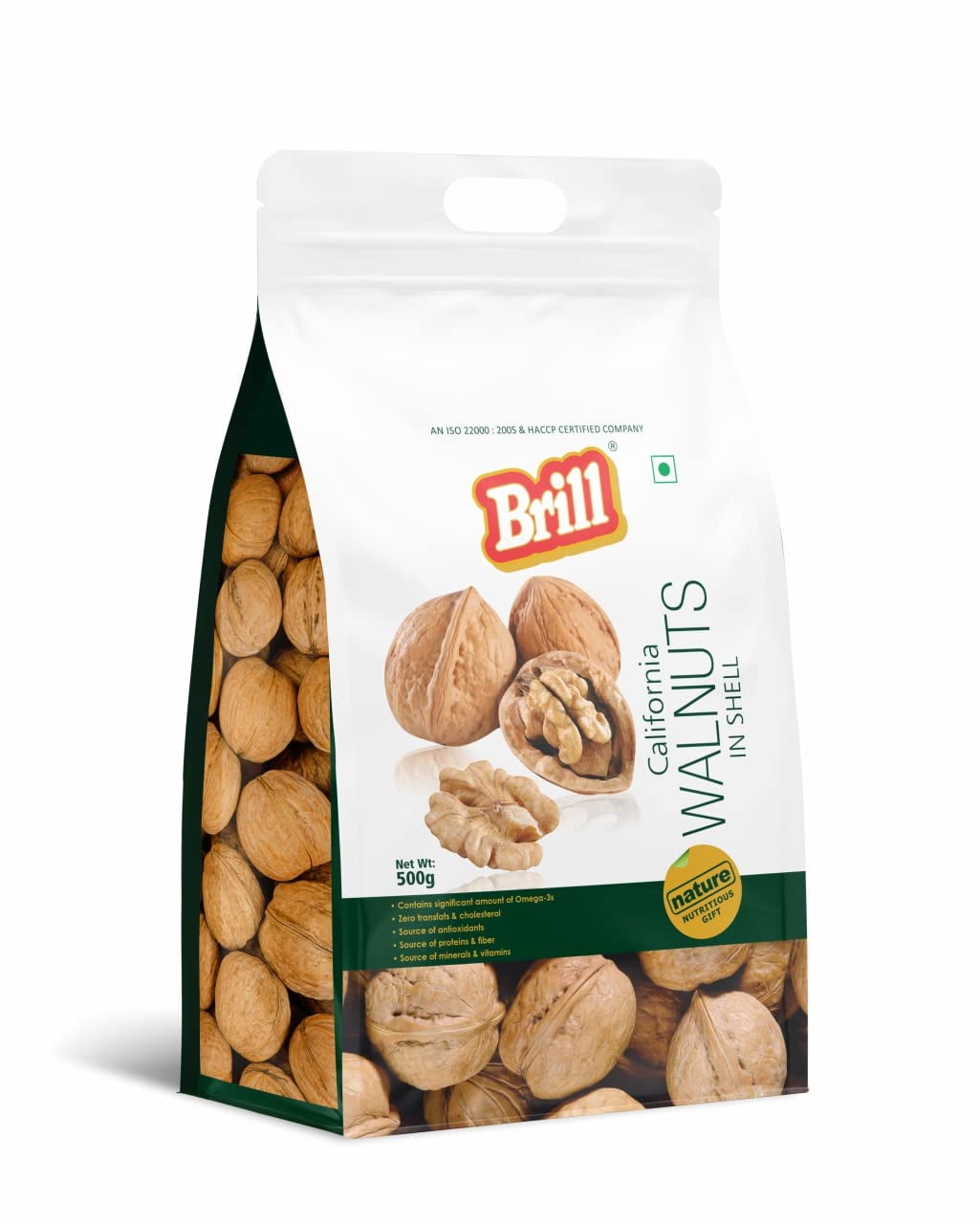 Natural Walnuts California Inshell Akhrot By Brill 500gm, | Nutricious & Delicious Healthy Dry ...