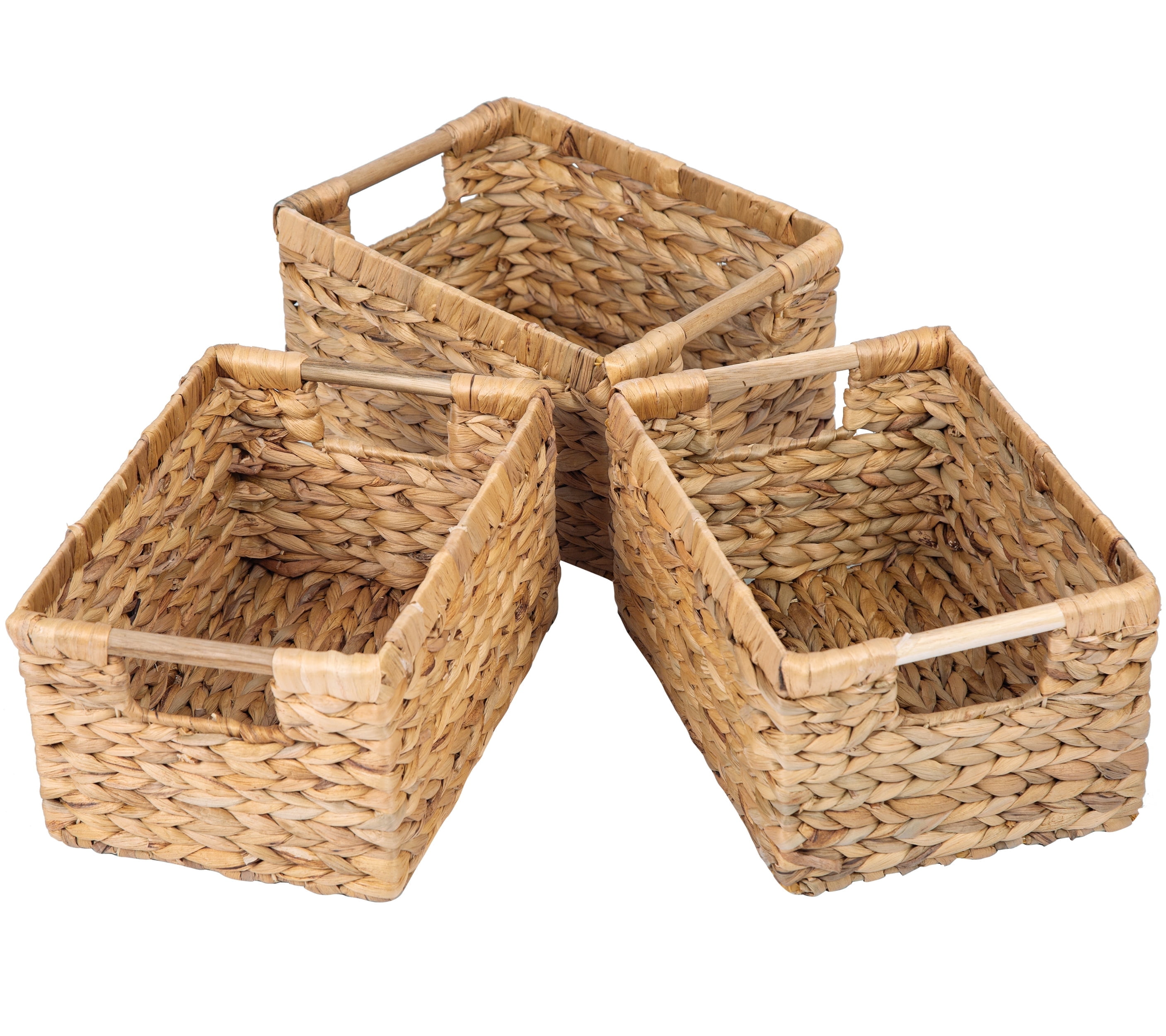 Natural Water Hyacinth Storage Basket with Handle, Rectangular Wicker ...