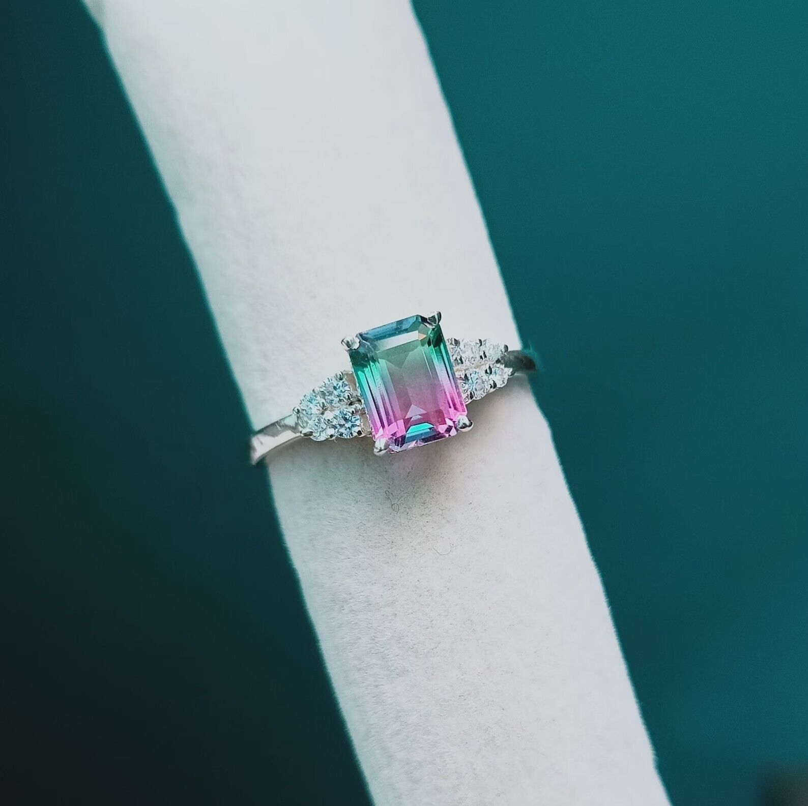 Natural Watermelon Tourmaline Ring 925 Sterling Silver Ring Anniversary ...