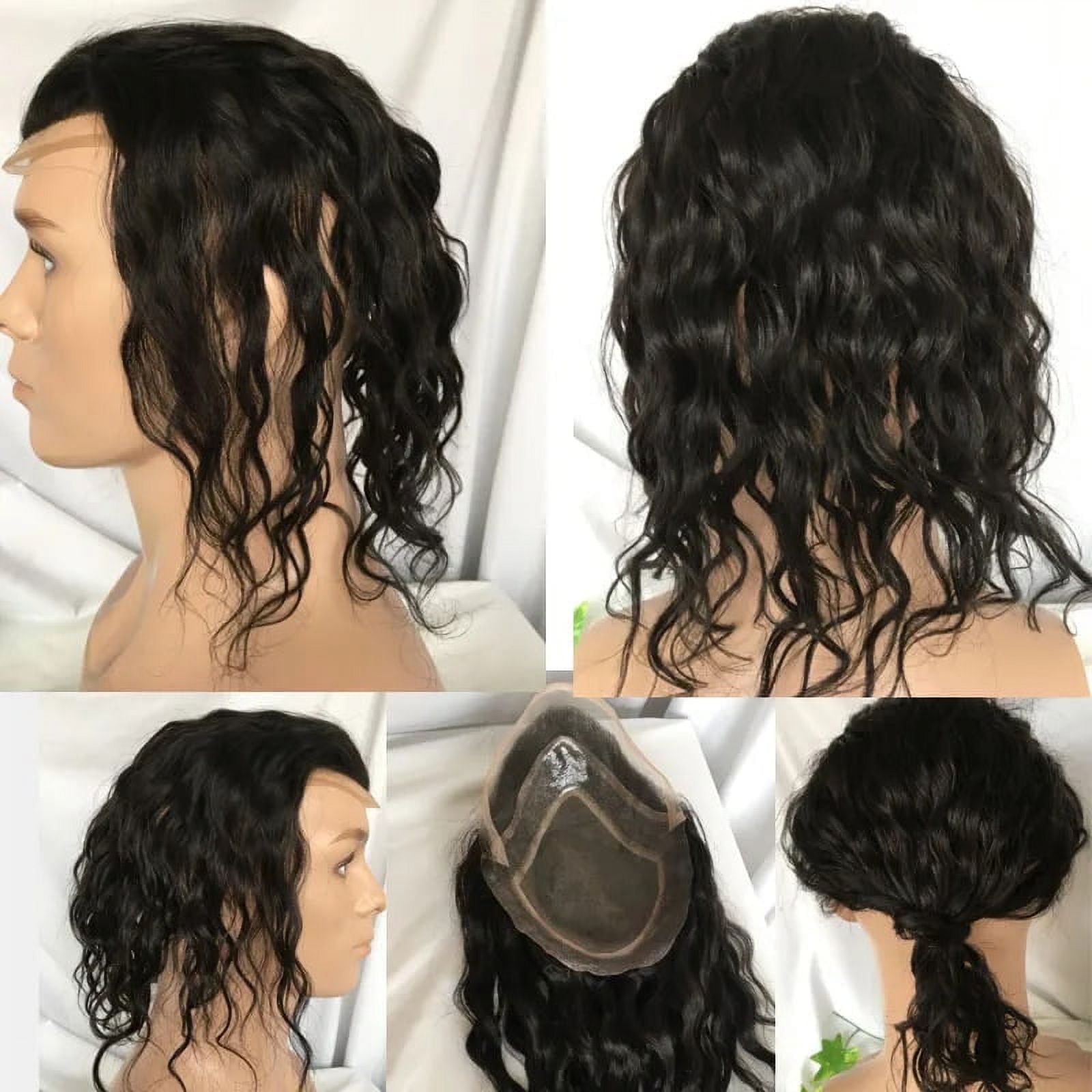 Natural Wavy Long Hair Toupee For Men Human Hair Wigs Touper 12inch ...