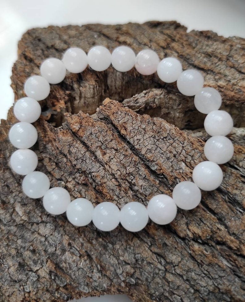 Natural White Calcite 8mm round Shape smooth Cut Beads Stretchable ...
