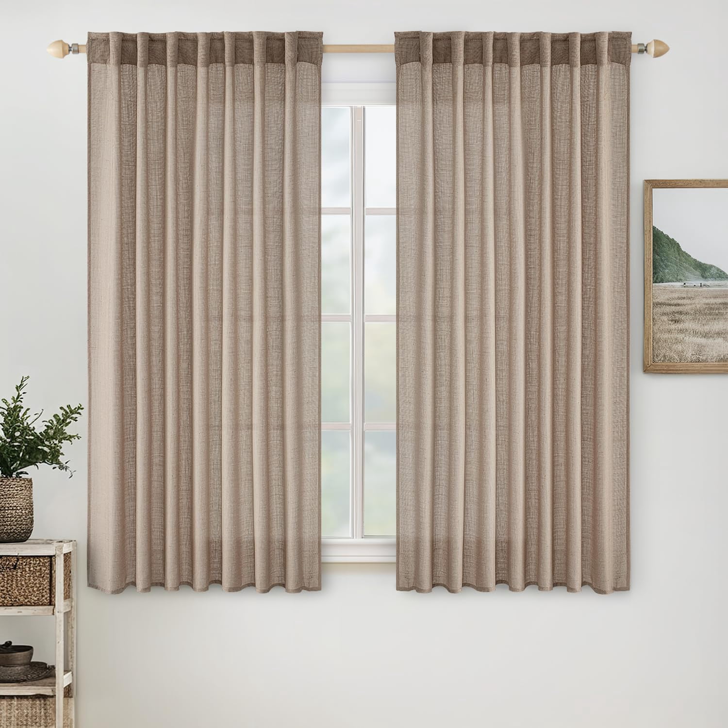 Natural White Linen Curtains 84 Inch for Bedroom Living Room, Soft ...