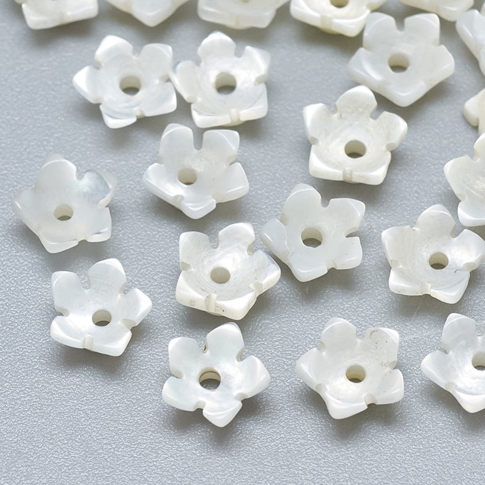 Natural White Shell Beads Mother of Pearl Shell Beads Flower Seashell ...