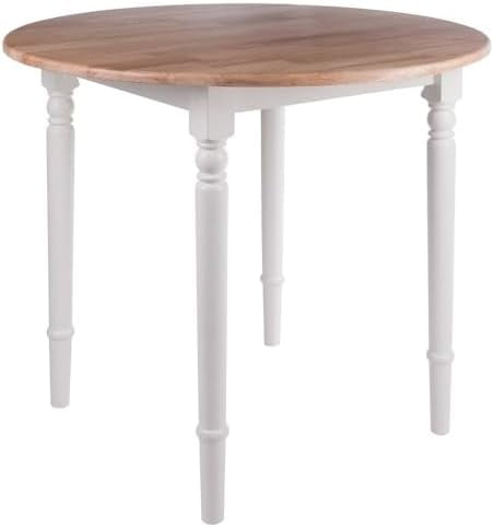 Natural White Small Round Drop Leaf Table – Extendable Folding Dining ...