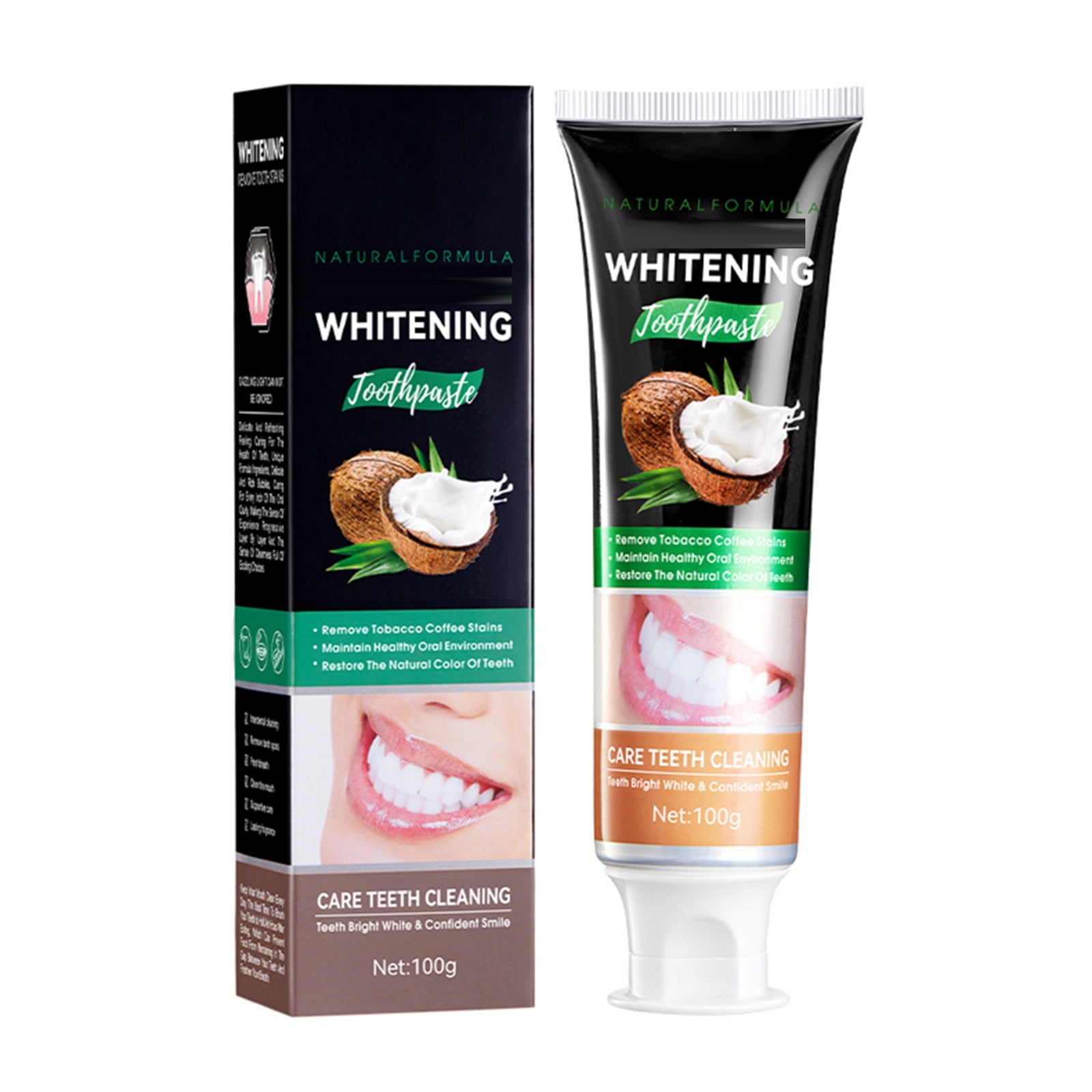 Natural Whitening Toothpaste with Coconut Oil for Stain Removal, Fresh ...