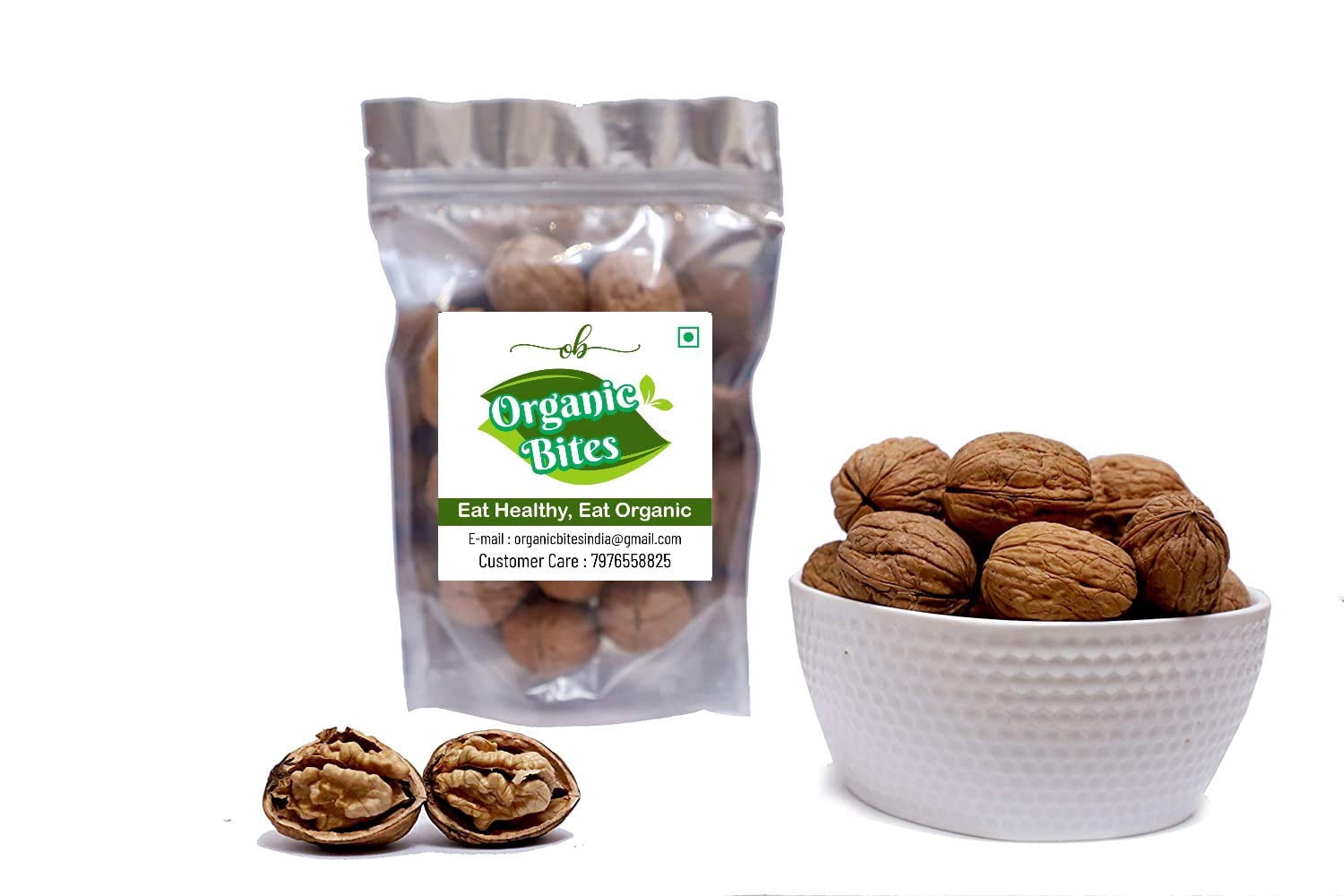 Natural Whole Walnuts With Shell By Organic Bites 900gm, | High In ...