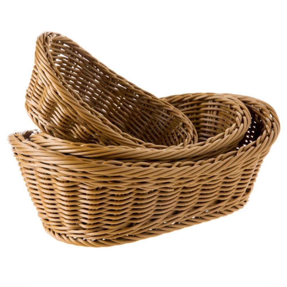 Natural Wicker Bread Baskets, Vintage Oval Food Fruits Serving Baskets ...