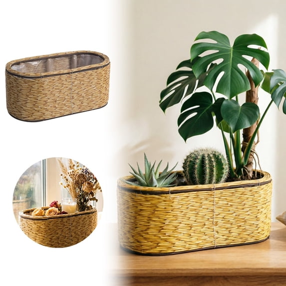 Natural Wicker Planter with Liner Handwoven for Indoor and Outdoor Use ...
