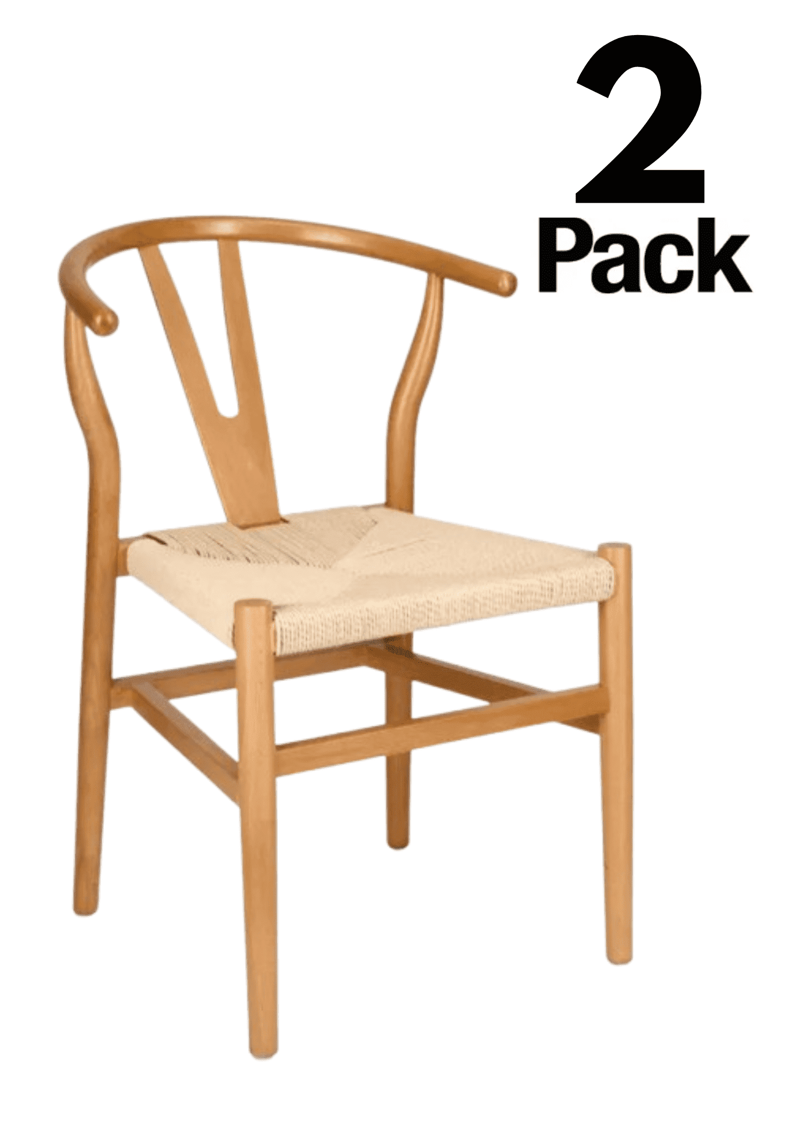 Natural Wishbone Wood Chair with Natural Rope Seat by Chivari, 2 Chair ...