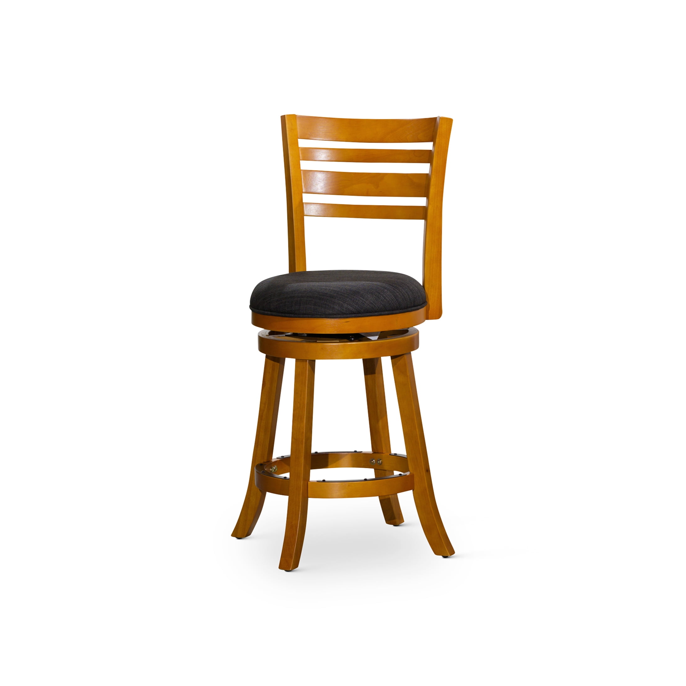Natural Wood 24 Inch Counter Swivel Stool with Charcoal Fabric Seat and ...