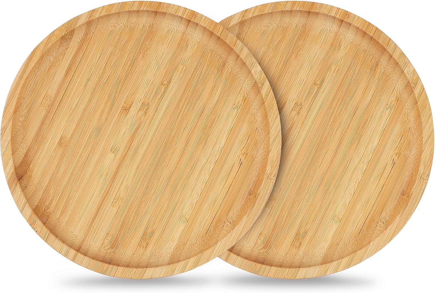 Natural Wood Bamboo Pot Tray Saucers, Elegant Round Pebble Trays For ...