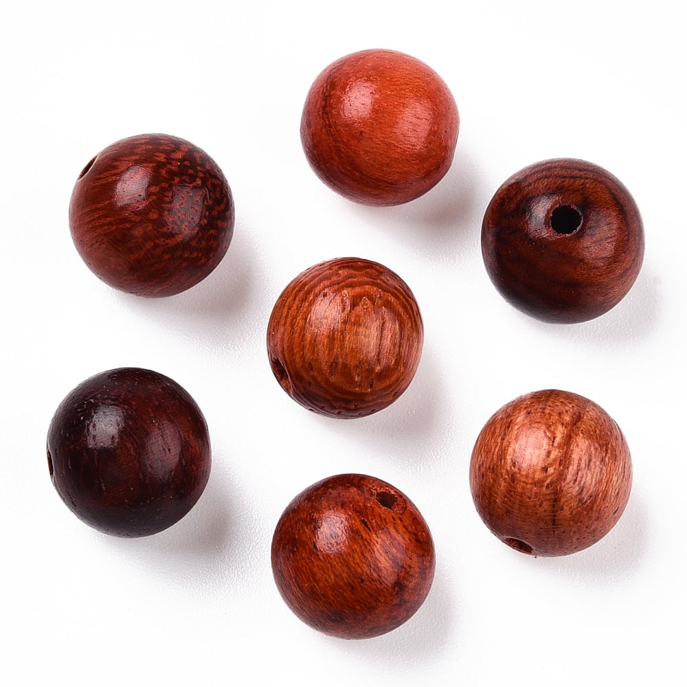 Natural Wood Beads Waxed Wooden Beads Undyed Round Sienna 10mm Hole: 1 ...