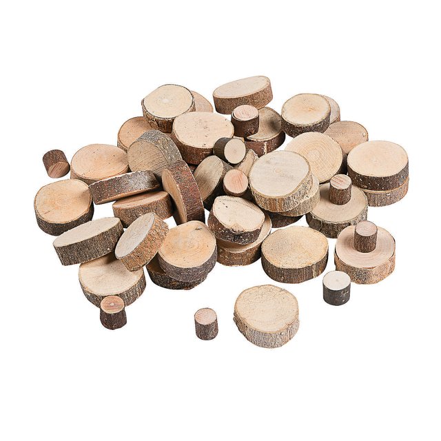 Natural Wood Birch Mini Disk Asst - Craft Supplies - 50 Pieces ...