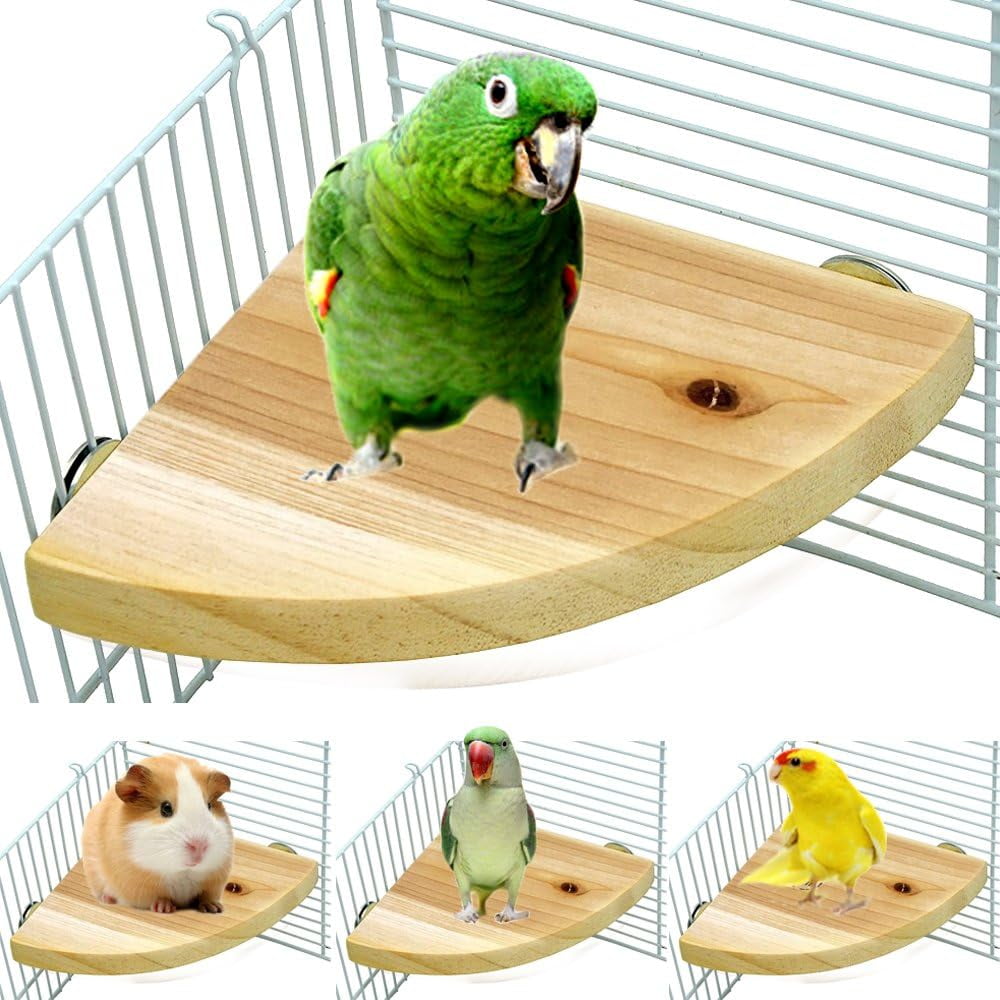 Solid Hardwood Bird Perch Platform For Cage Accessories, Fun Play And ...