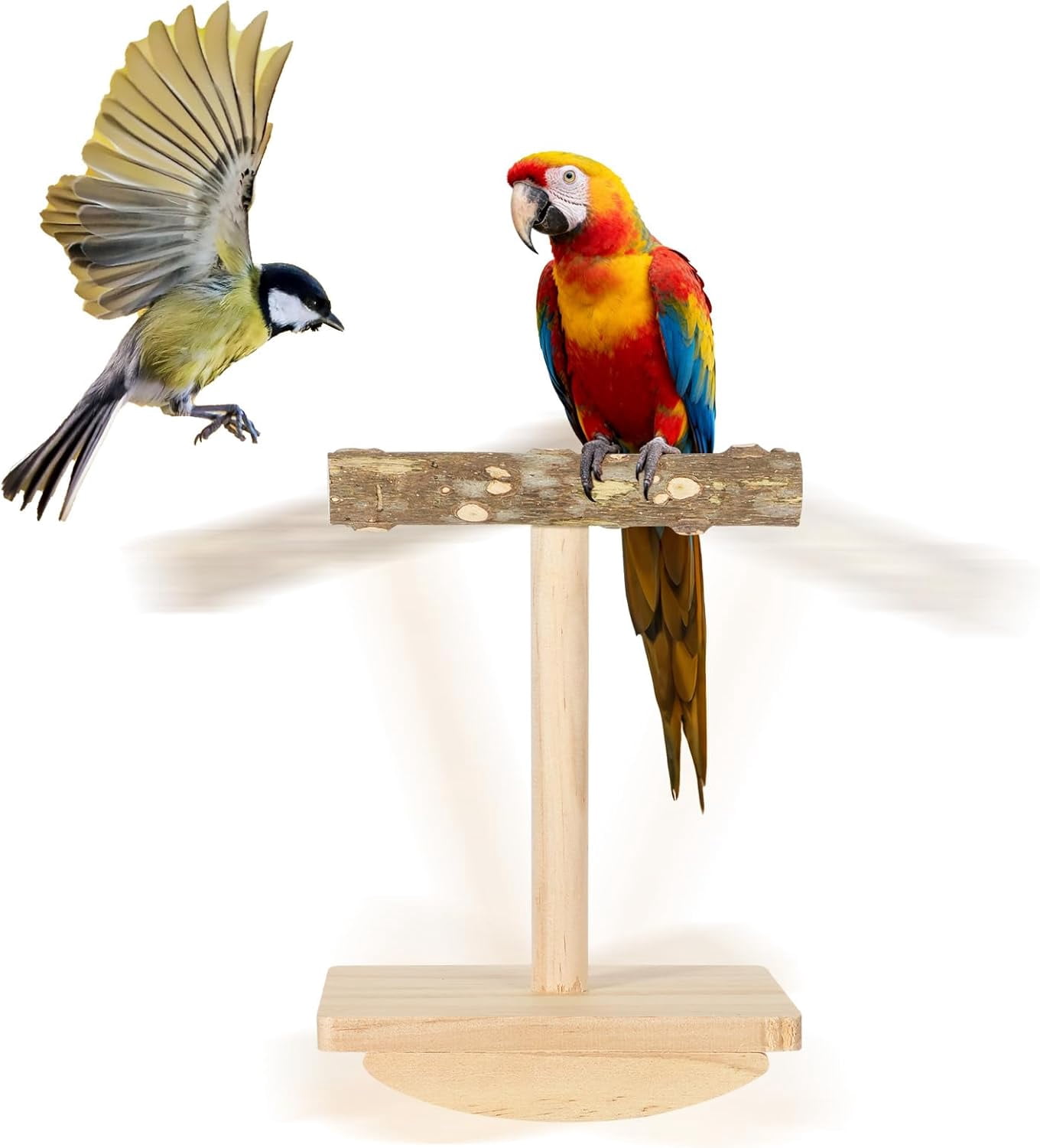 Natural Wood Bird Perch Stand Training, Rocking Perch for Birds ...