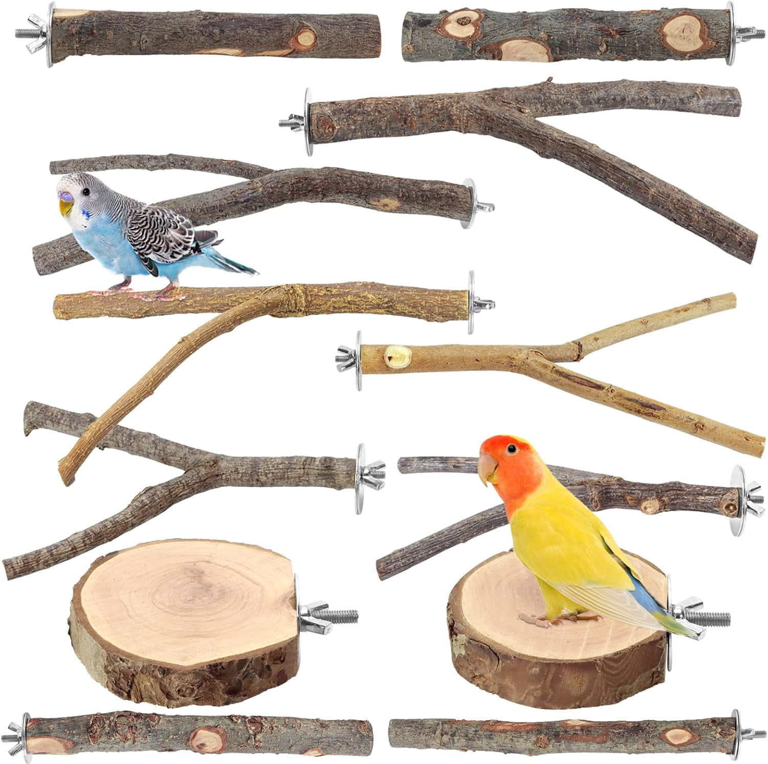 Natural Wood Bird Perches for Cage, Wooden Parrot Perch Stand, Bird ...