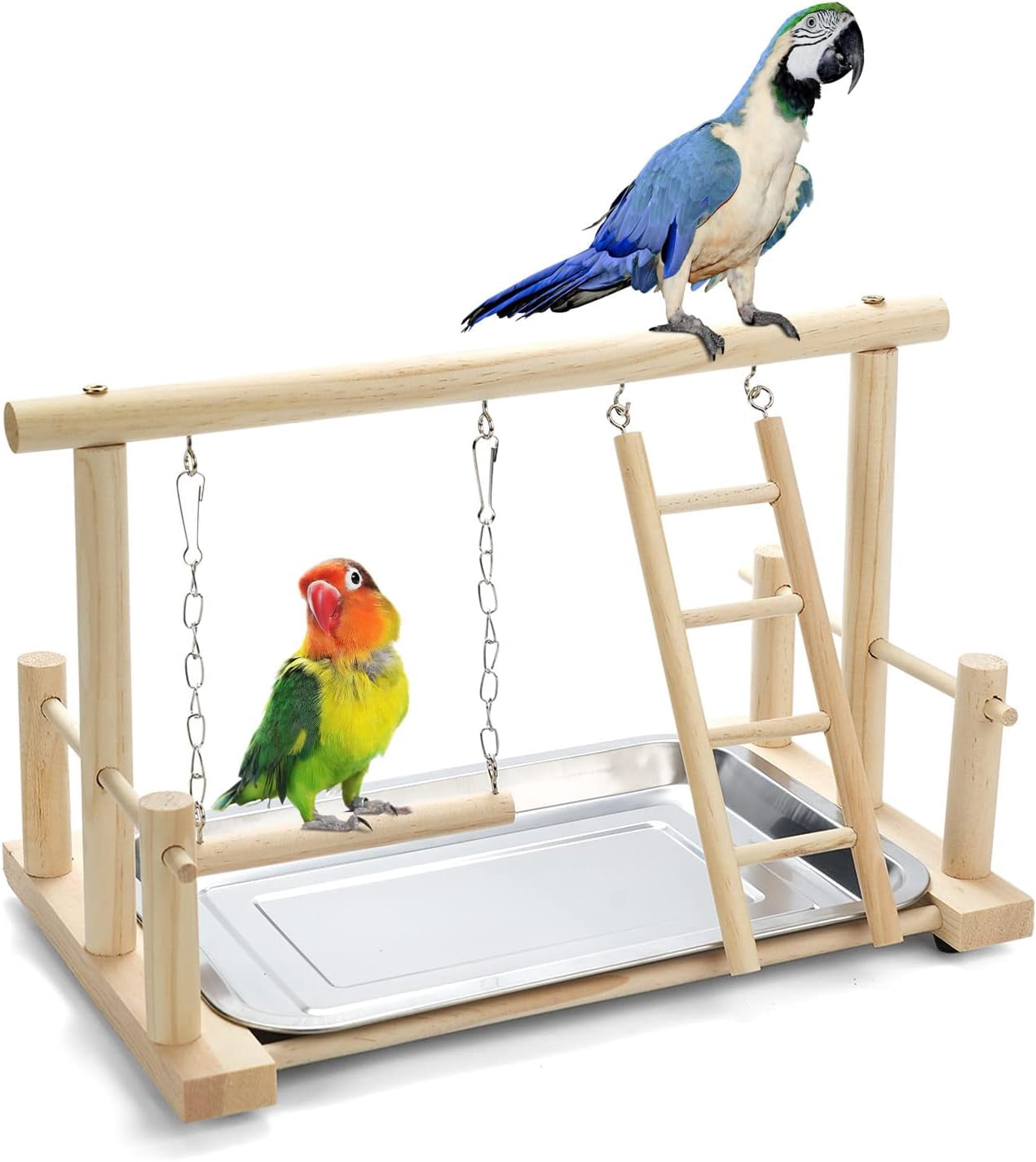 Natural Wood Bird Playground Parrot Perch Playstand Play Gym Stand ...