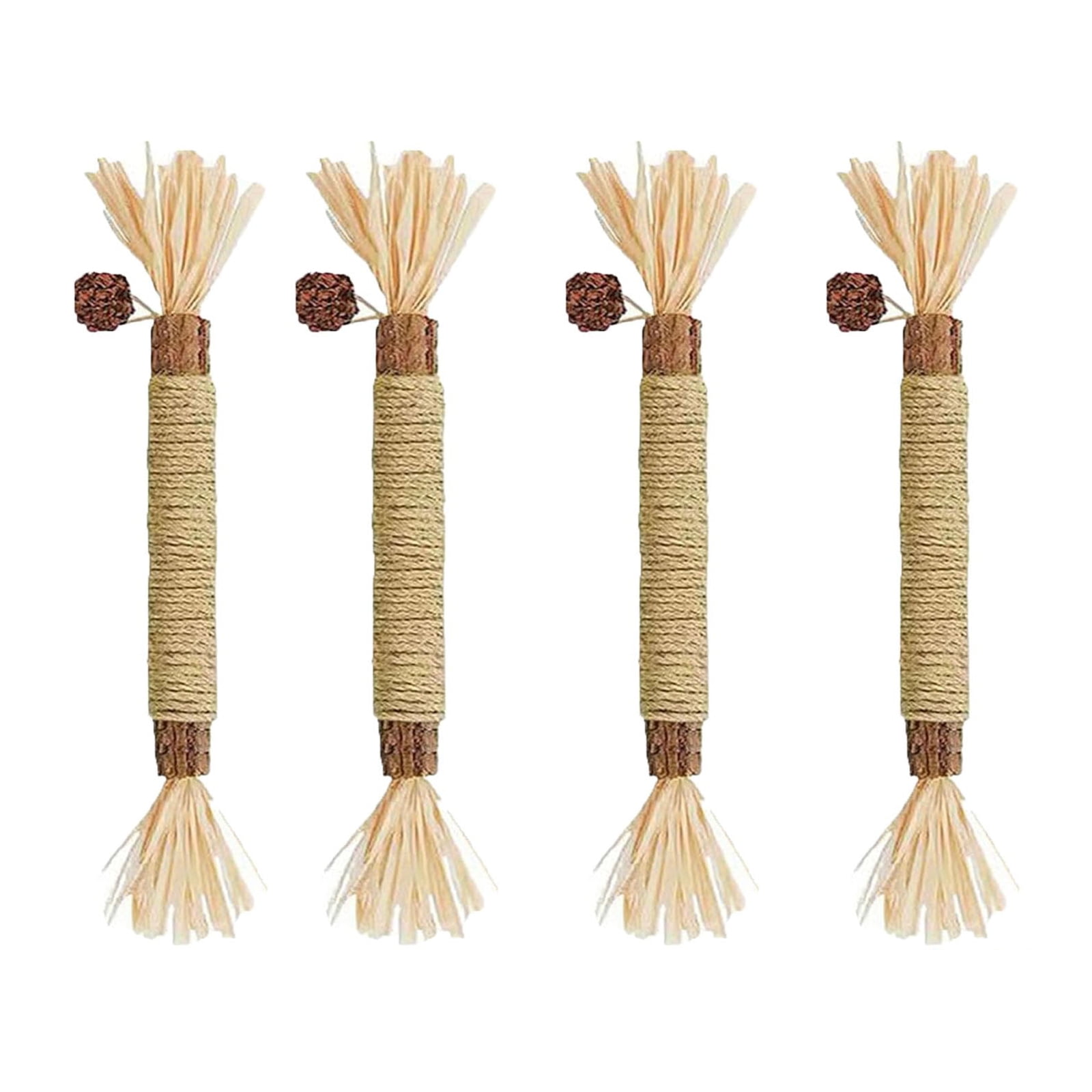 Natural Wood Catnip Chew Stick Set – Raffia Grass Material for Cat ...