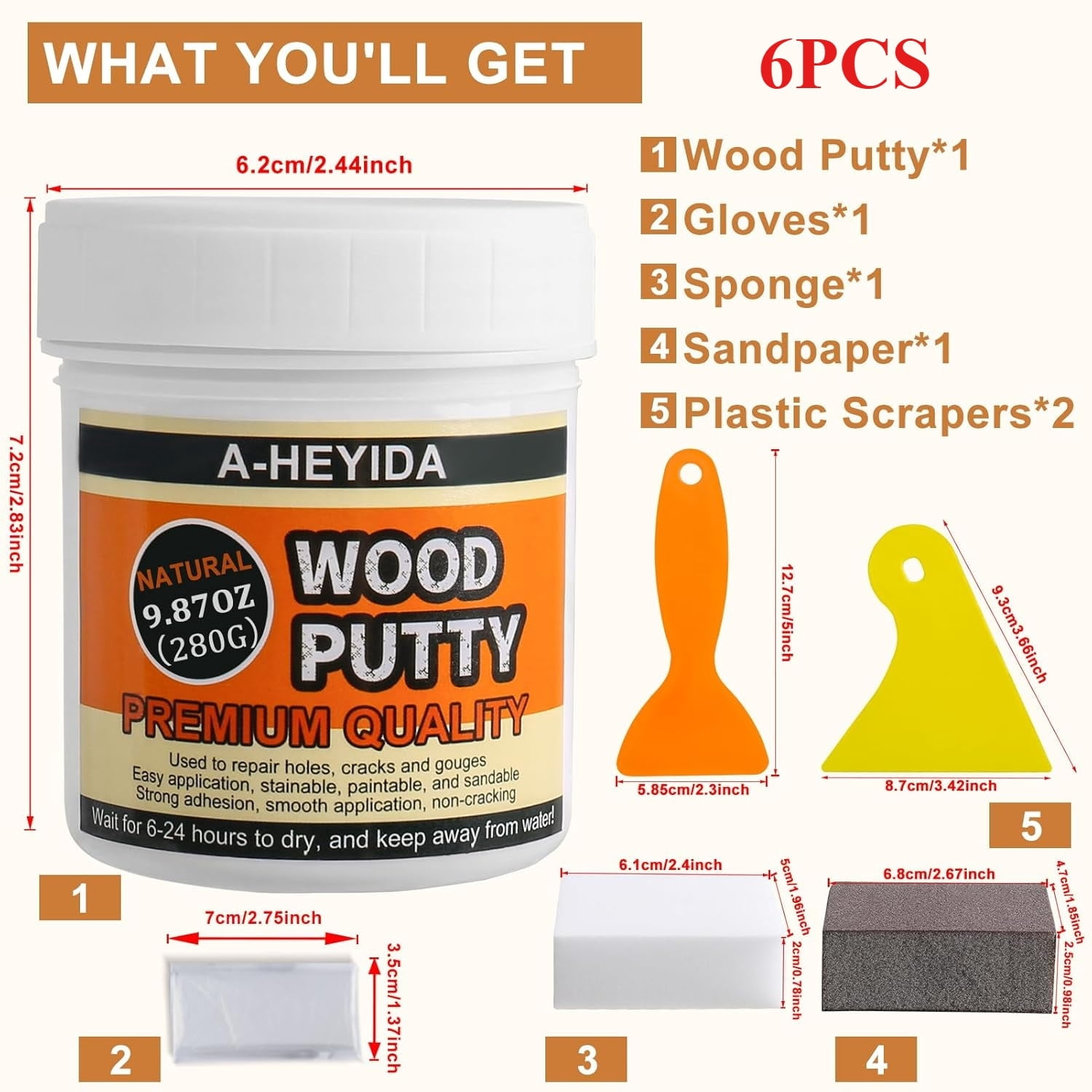 Natural Wood Filler Putty - Repair Cracks & Holes on Furniture, Floors ...