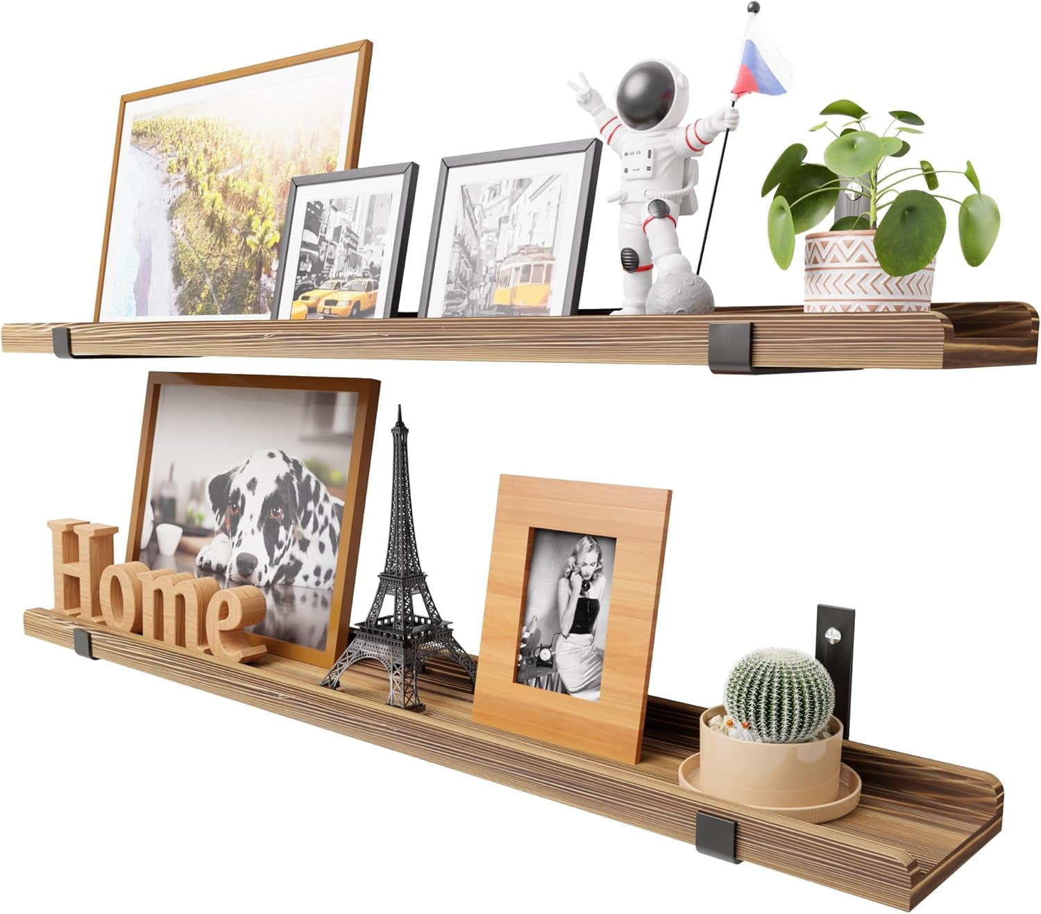 Natural Wood Floating Shelves with Lip, 40’’ Long Floating Wall Shelf ...