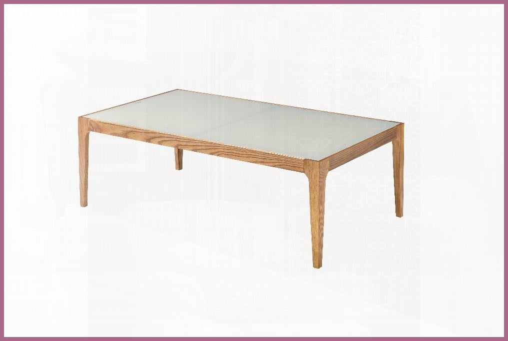 Natural Wood & Frosted Glass Coffee Table for Modern Living Rooms ...