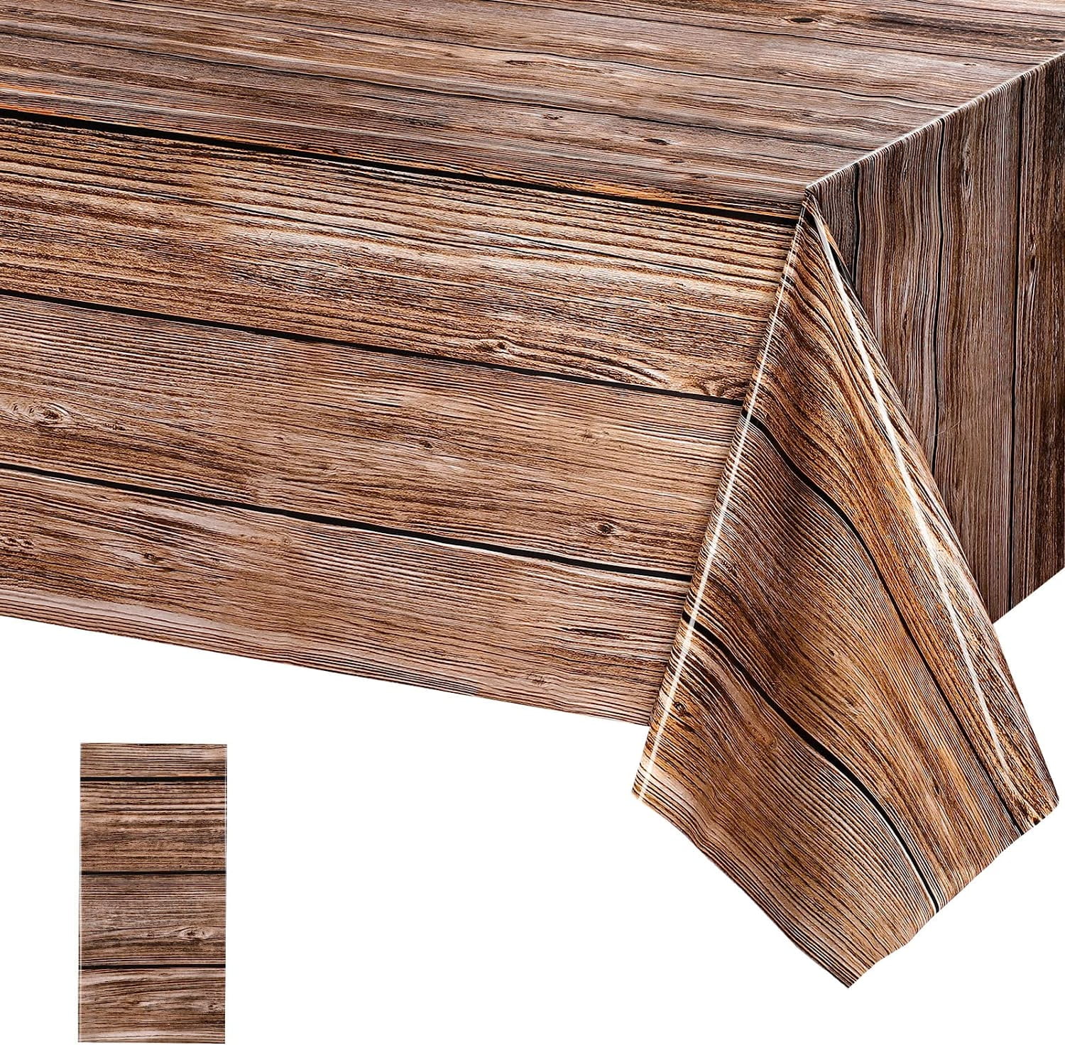 Wood Grain Rustic Plastic Tablecloth, 54x108 Inch, Farmhouse Style ...