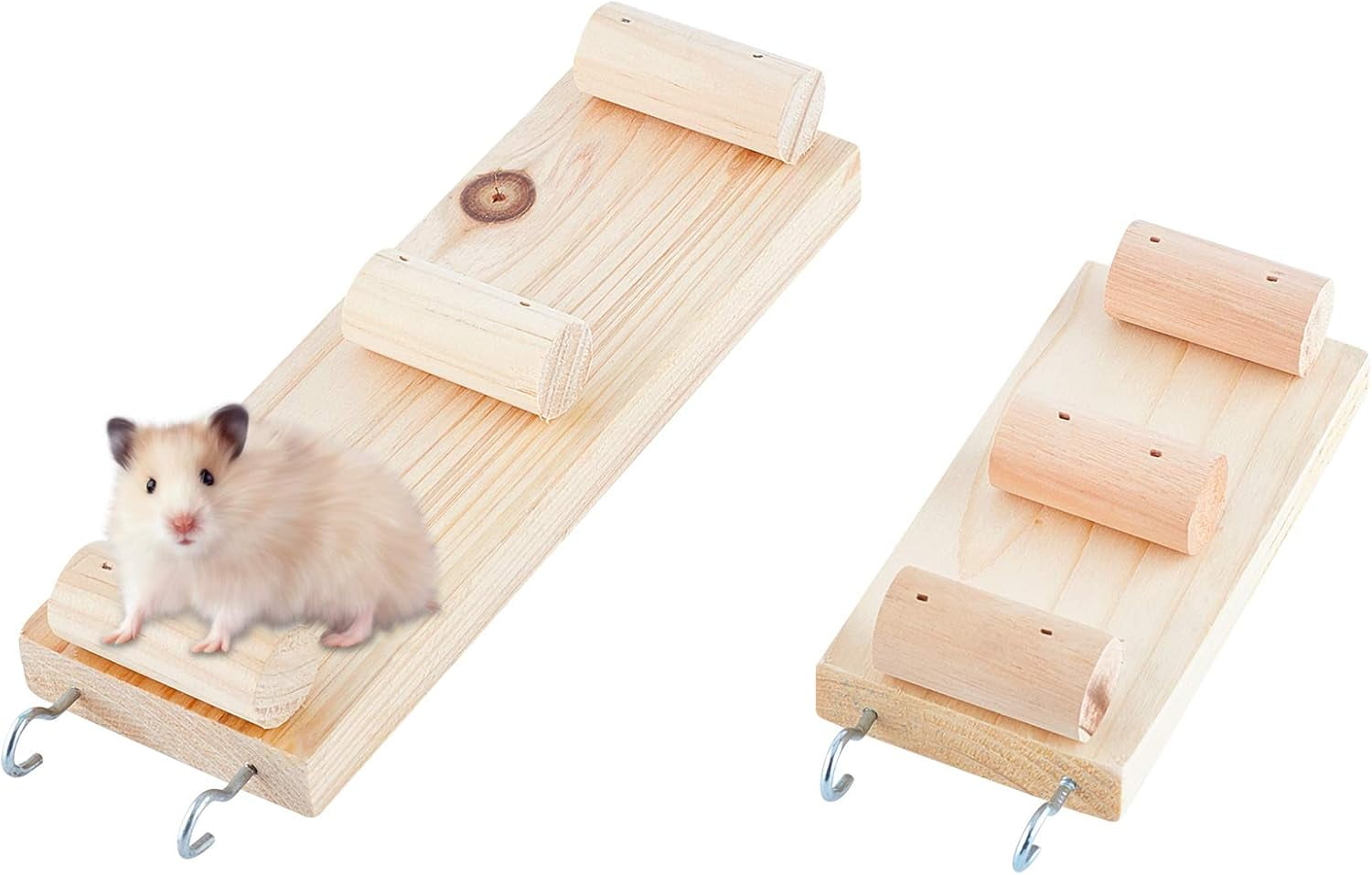 Natural Wood Hamster Climbing Ladder 2 Packs Hamster Ramp and Platform ...