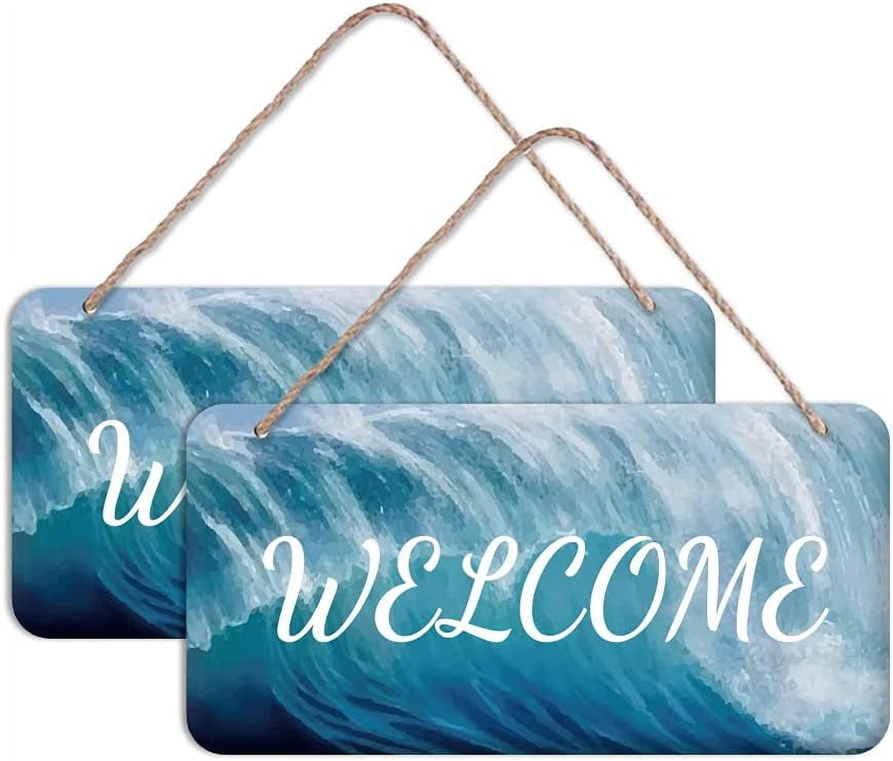 Natural Wood Hanging Wall Decorations with Jute Twine Rectangle with ...