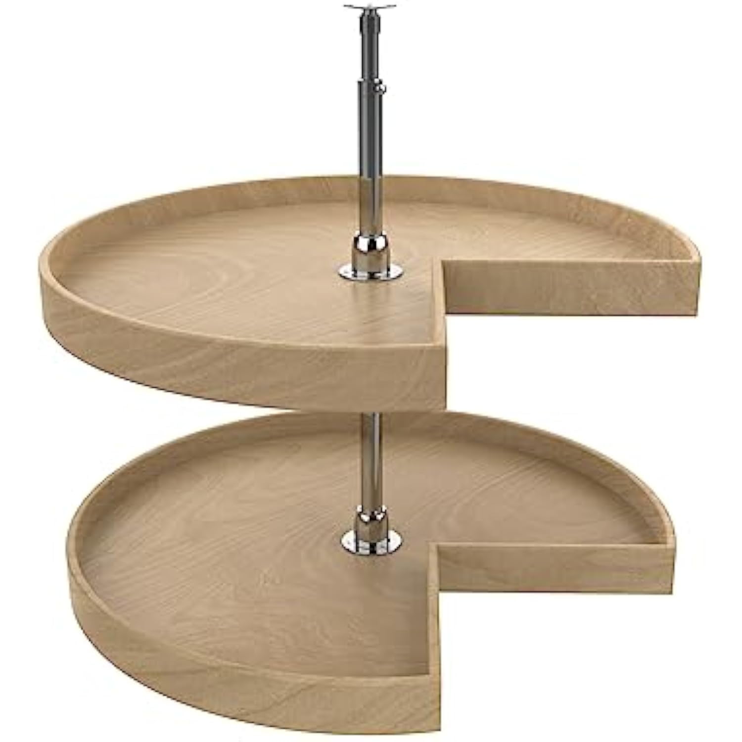 Natural Wood Kidney-Shaped 2-Shelf Lazy Susans for Corner Base Cabinets ...