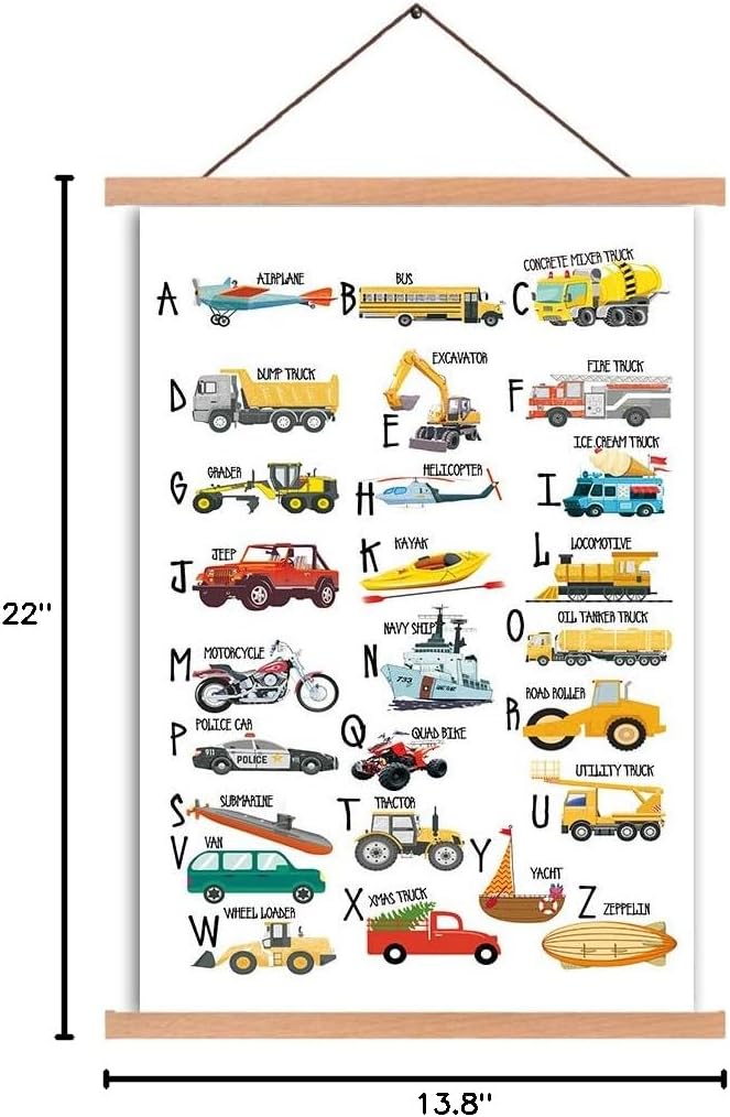 Natural Wood Magnetic Hanger Frame ABC Alphabet Poster- English ...