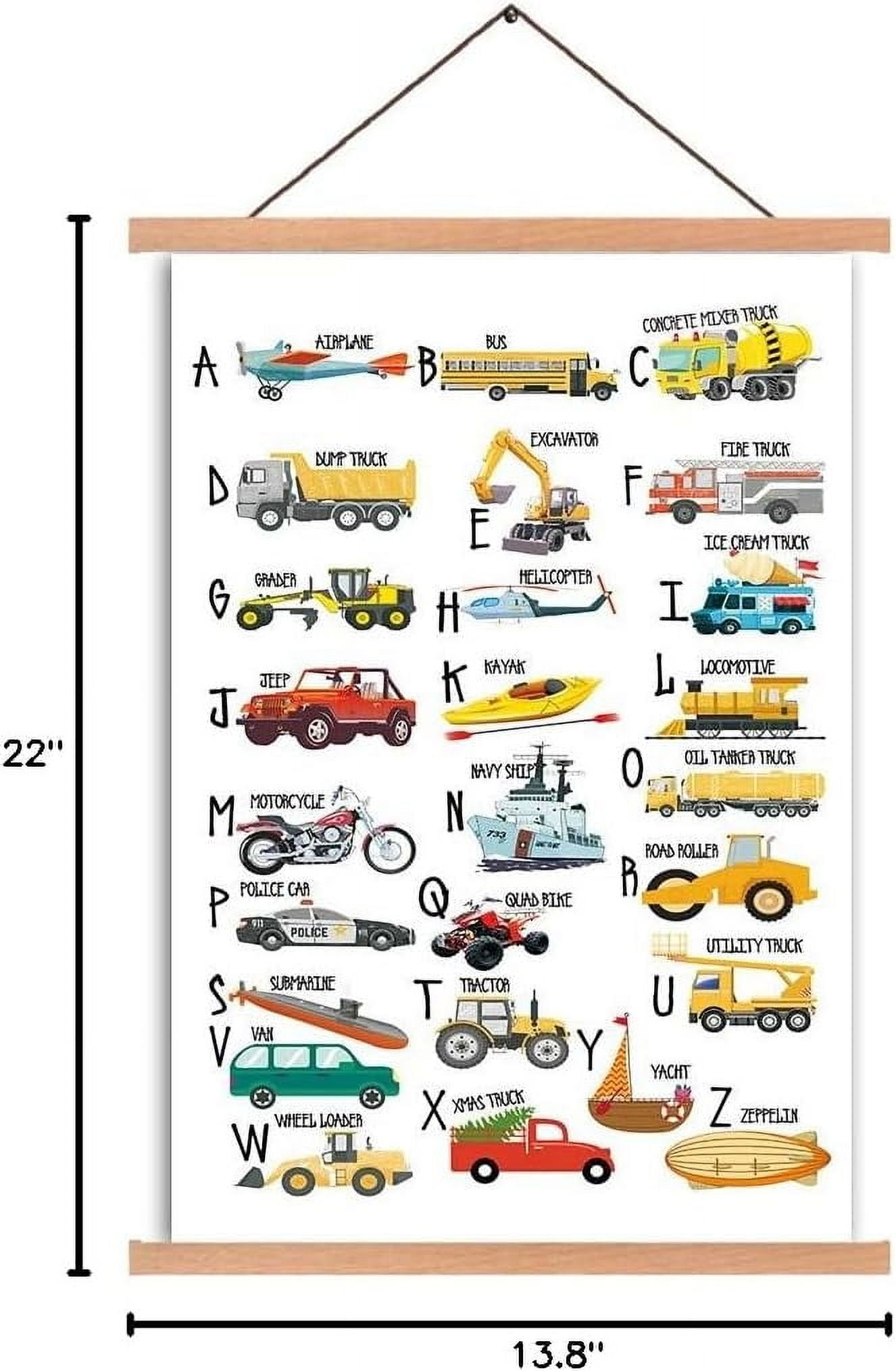 Natural Wood Magnetic Hanger Frame ABC Alphabet Poster- English ...