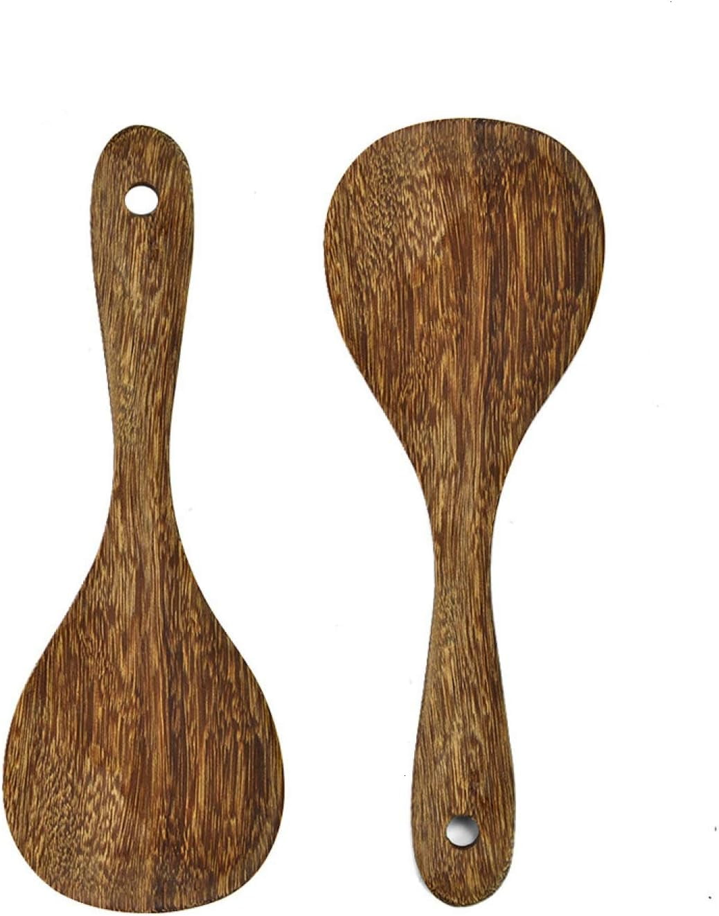 Natural Wood Mixing And Serving Tool, Wooden Rice Paddle With Ergonomic ...