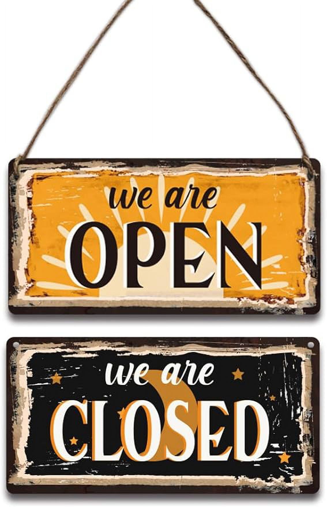 Natural Wood Open and Closed Business Signs Black Rectangle Double ...