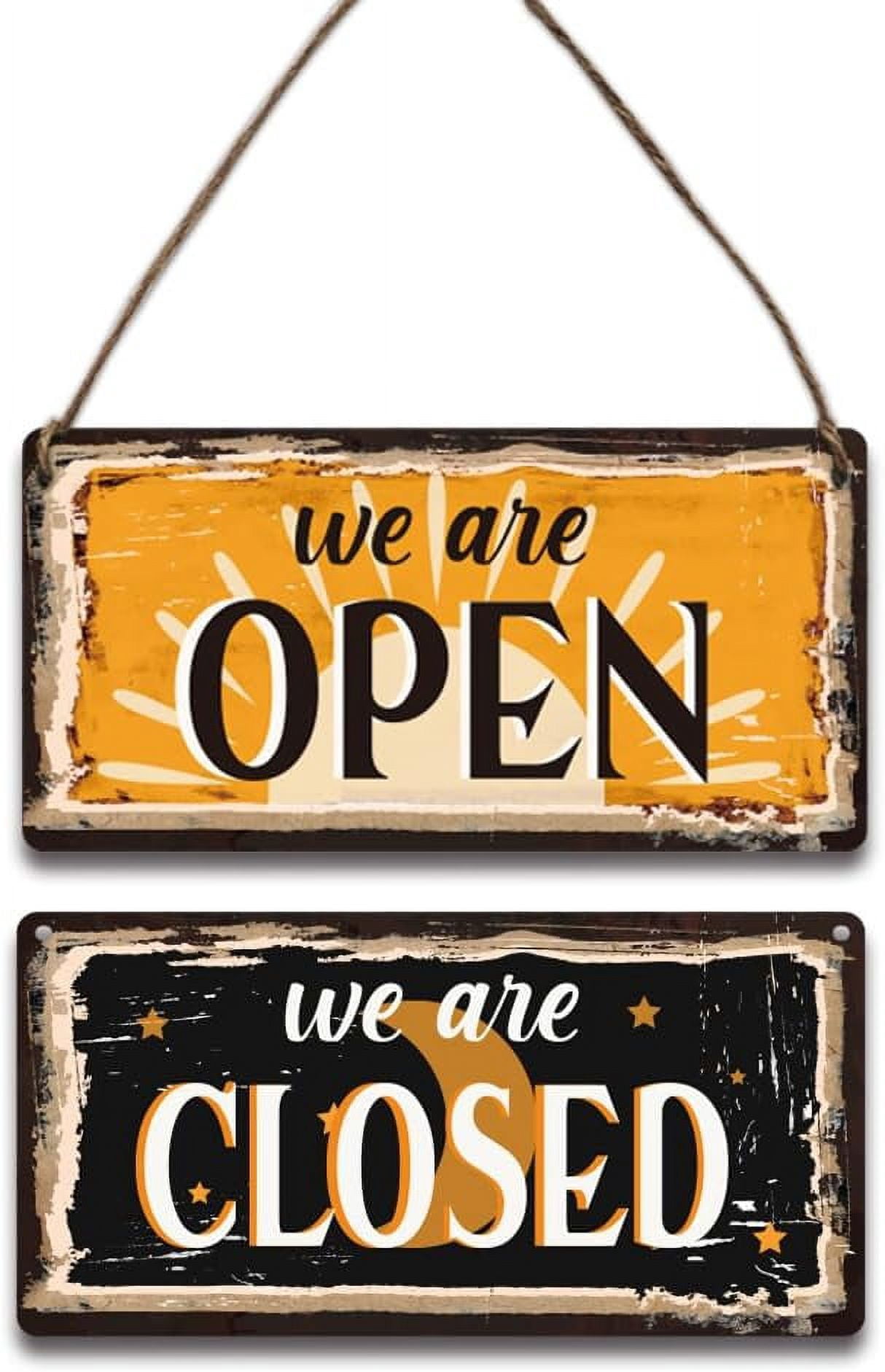 Natural Wood Open and Closed Business Signs Black Rectangle Double ...